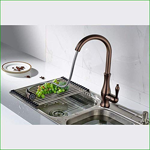 Bathroom Sink Mixer Taps Faucet Bath Waterfall Cold and Hot Water Tap for Washroom Bathroom and Kitchen Full Copper Red Brown Single Handle Single Hole Rotatable Pullable