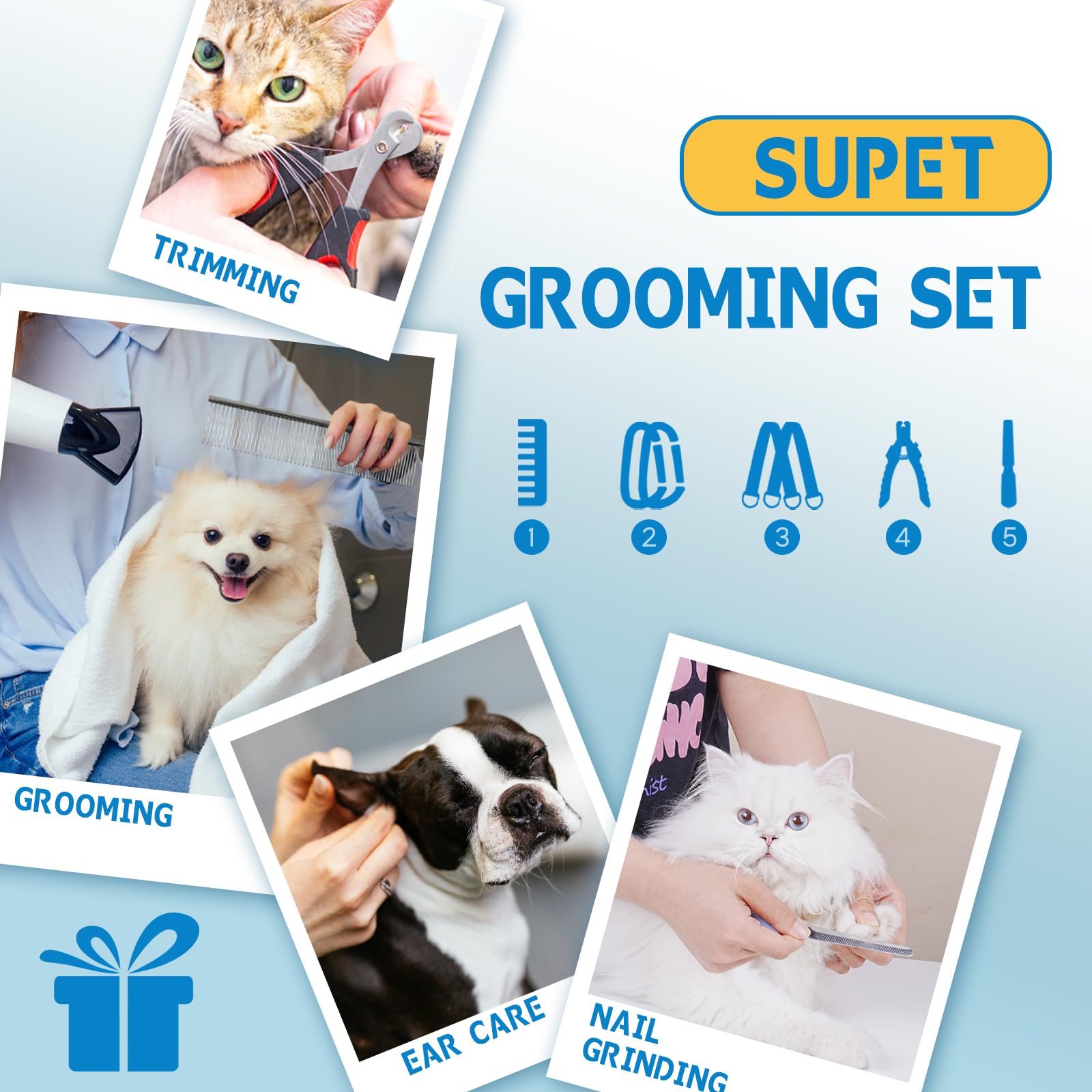 Supet Dog Grooming Hammock Harness for Cats Dogs, Relaxation Pet Grooming Hammock Restraint Dog & Small Animal Leashes Sling fo (Coral Blue, M( Legs Spacing:9"-12.5" / Max W:50LBS ))