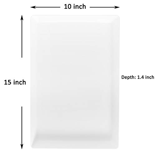 Youngever 3 Pack Plastic Serving Trays, Serving Platter for Parties, Sturdy ABS Material, 15 inch x 10 inch (White)