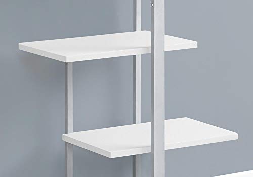 Monarch Specialties I 7233 Bookshelf, Bookcase, Etagere, 5 Tier, 60" H, Office, Bedroom, Metal, Laminate, White, Grey, Contemporary, Modern