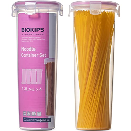 Komax Spaghetti Container – Dry Food Storage Containers with Lids – BPA-Free Round Plastic Canister Set for Pasta Storage – Pasta Containers for Pantry - Dishwasher Safe Airtight Containers (Set of 2)