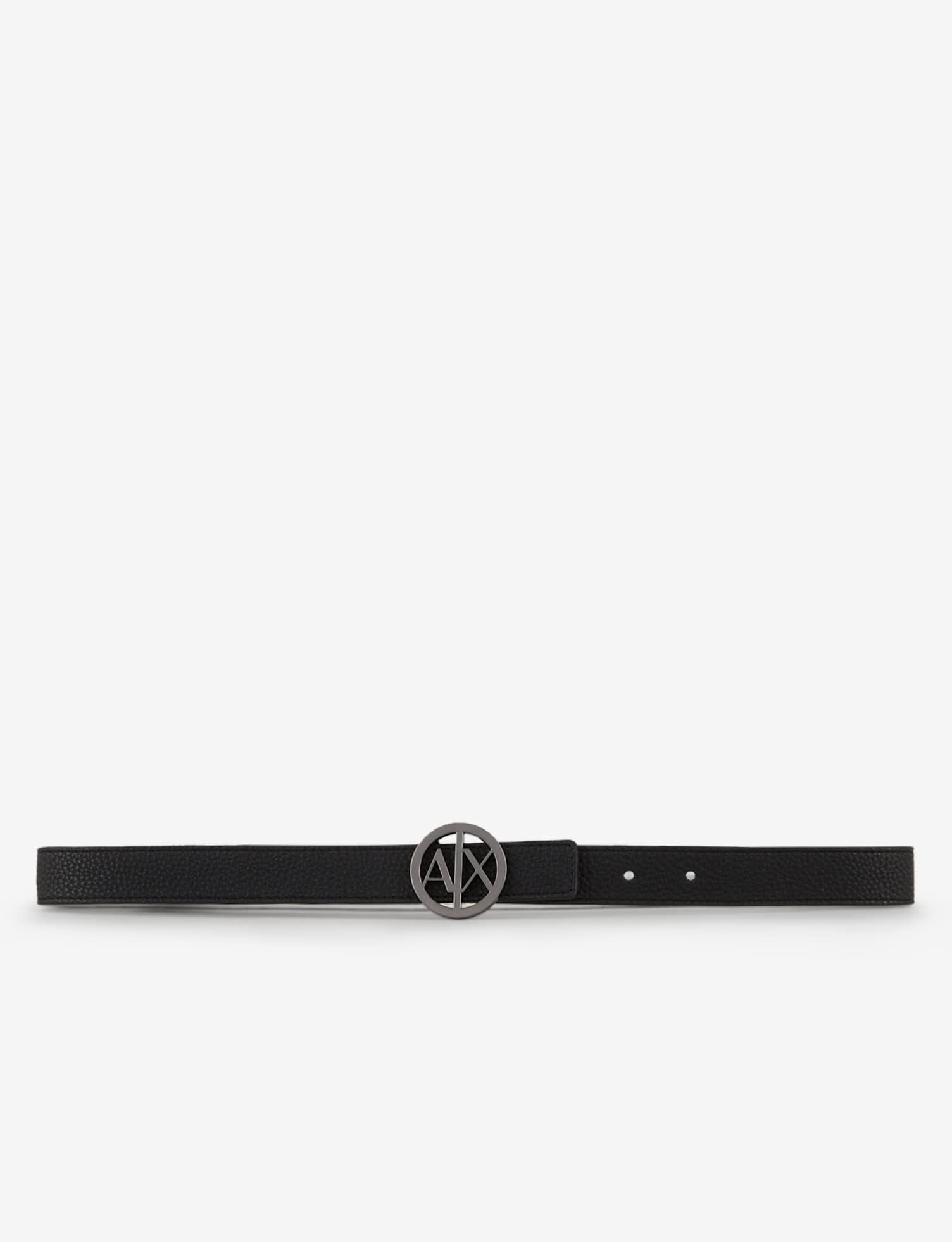 A | X ARMANI EXCHANGE Women's Logo Buckle Belt, Dark Silver, 95