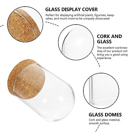 GANAZONO 2Sets Glass Display Dome Cloche Tabletop Display Case with Cork Base DIY Snow Globe for Office Home Halloween Christmas Wedding Tabletop Centerpiece Decoration