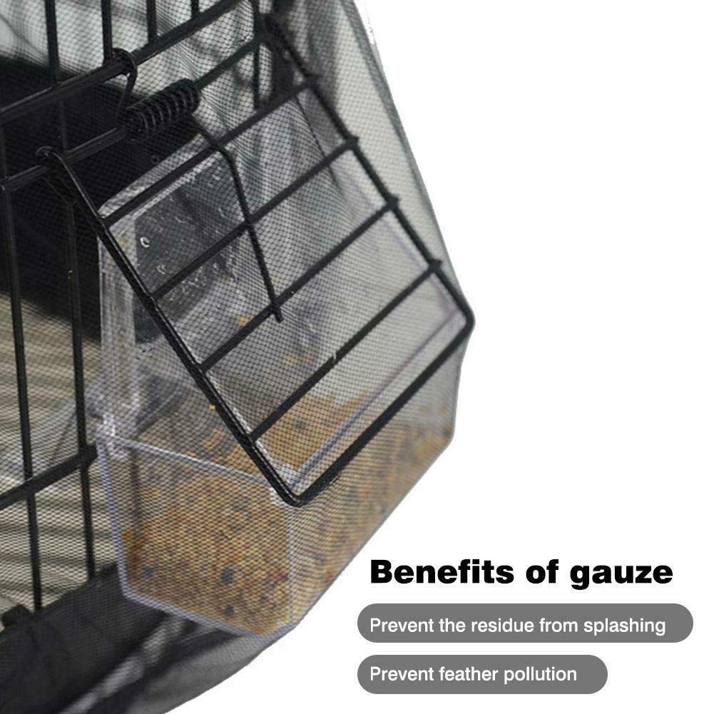 Universal Bird Cage Seed Catcher,Seed Catcher Guard Net Cover,Parrot Nylon Mesh Net Cover,Soft Airy Cage Net Stretchy Skirt for Round Square Cage Father'Day Gift(Circumference 40 inch to 63 inch,Black