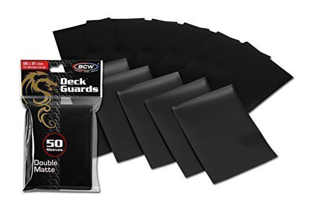 BCW Deck Guard - Double Matte Black Card Sleeves | Acid-Free, Archival-Safe, No PVC | Anti-Glare Matte Finish | Fits Standard 2½" x 3½" Game Cards | Durable Deck Protector Sleeves | 100 Ct
