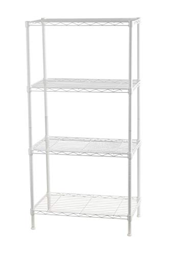 Multi-use Shelving Unit 4-Tier Space-Saving Metal Shelving Storage Rack Heavy Duty Metal Shelf Organizer for Home Office Kitchen Bathroom Garage Closet Dormitory 21x13x43