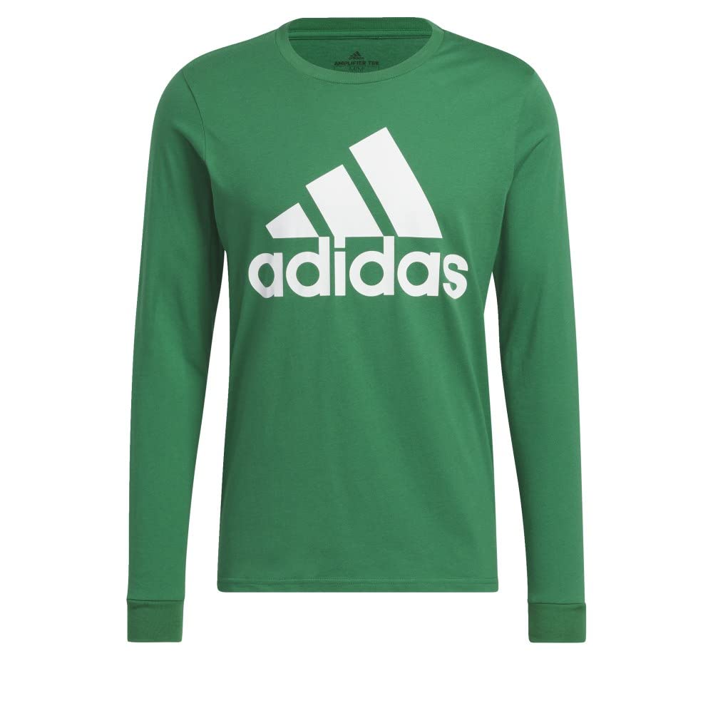 adidas Amplifier Long Sleeve Badge of Sport Tee Men's, Green, Size S