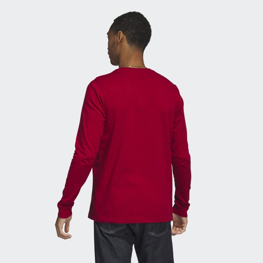 adidas Amplifier Long Sleeve Badge of Sport Tee Men's, Red, Size XL