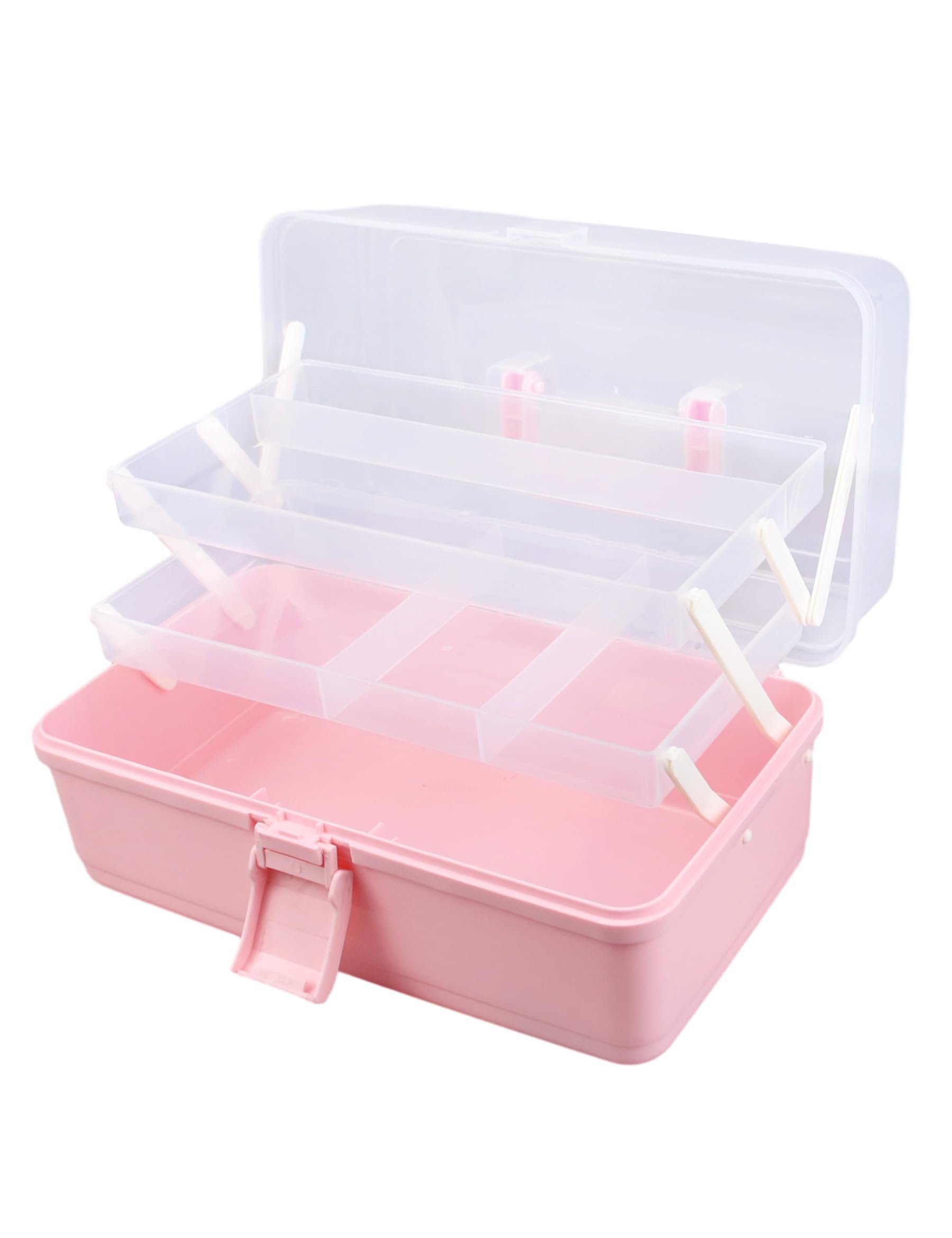Avlcoaky Pink Tackle Box Pink Art Crafts Tool Box Large 3 Layers Plastic Storage Box Sewing Box Hair Accessories Organizer Tackle Box 0rganizers and Storage