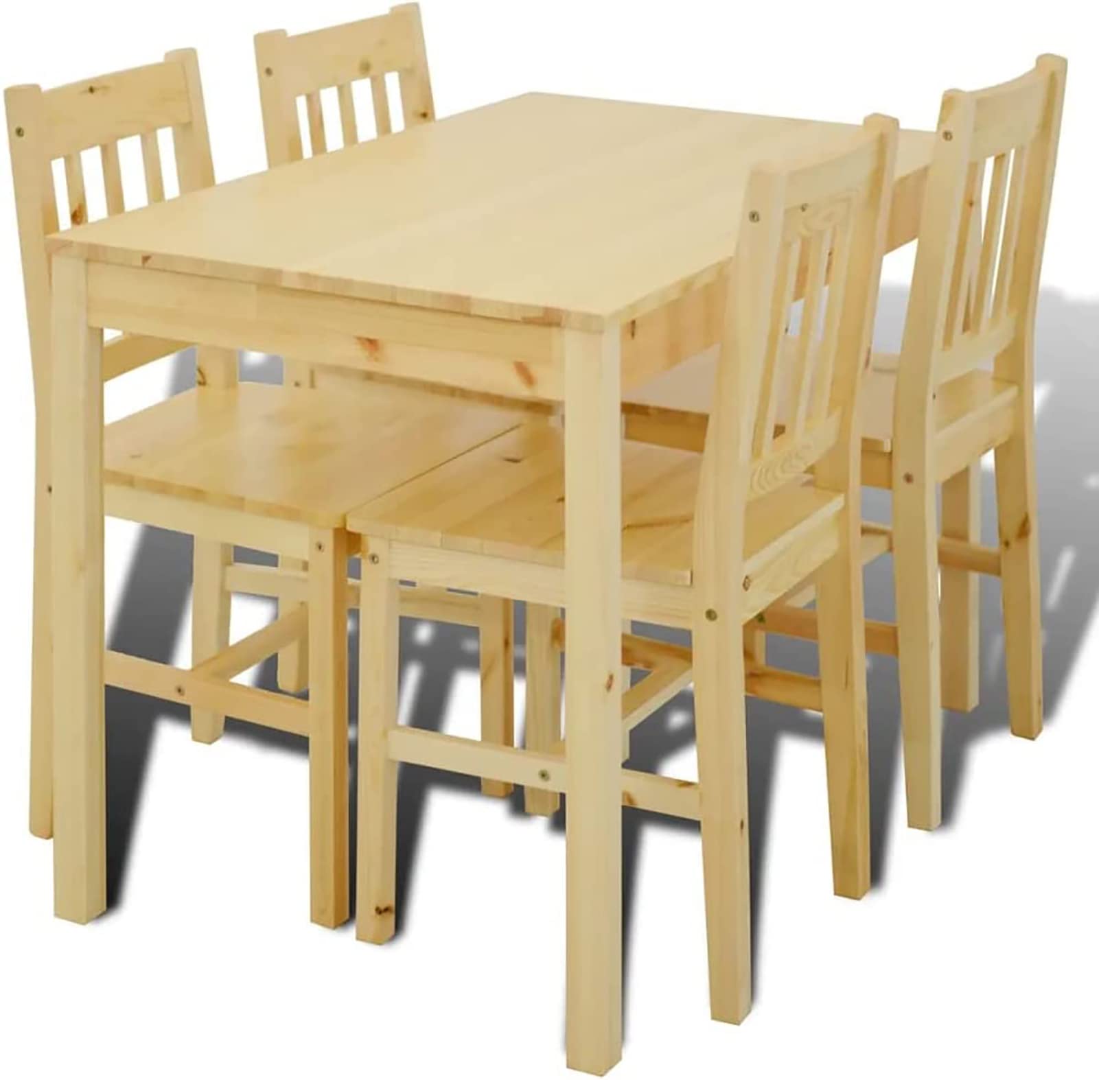 ALLINLIFE Dining Table Set for 4,Dining Room Table and 4 Chairs Set Pine Wooden for Kitchen & Dining Room Modern Space-Saving Design Oak Color