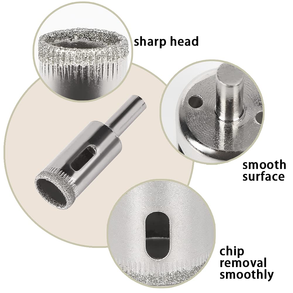 JOHOUSE Diamond Drill Bit Set, 18PCS Hole Saw Set for Granite Stone, Glass, Porcelain, Marble
