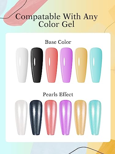 BISHENGYF White Pearl Chrome Nail Powder - 2Pcs Shiny Mirror Effect Aurora Nail Jewelry Glitter Powder White Chrome Nail Powder for Nails Art DIY