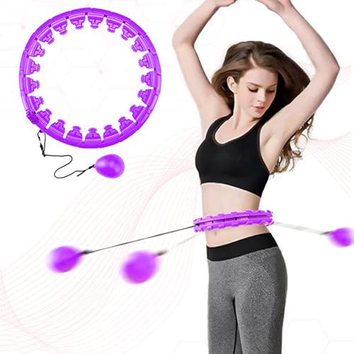 A Game - Weighted Hoola Hoop - 24 Detachable Knots for Youth, Adult - Exercise and Massage 2 in 1 Slimming Tool (Purple)