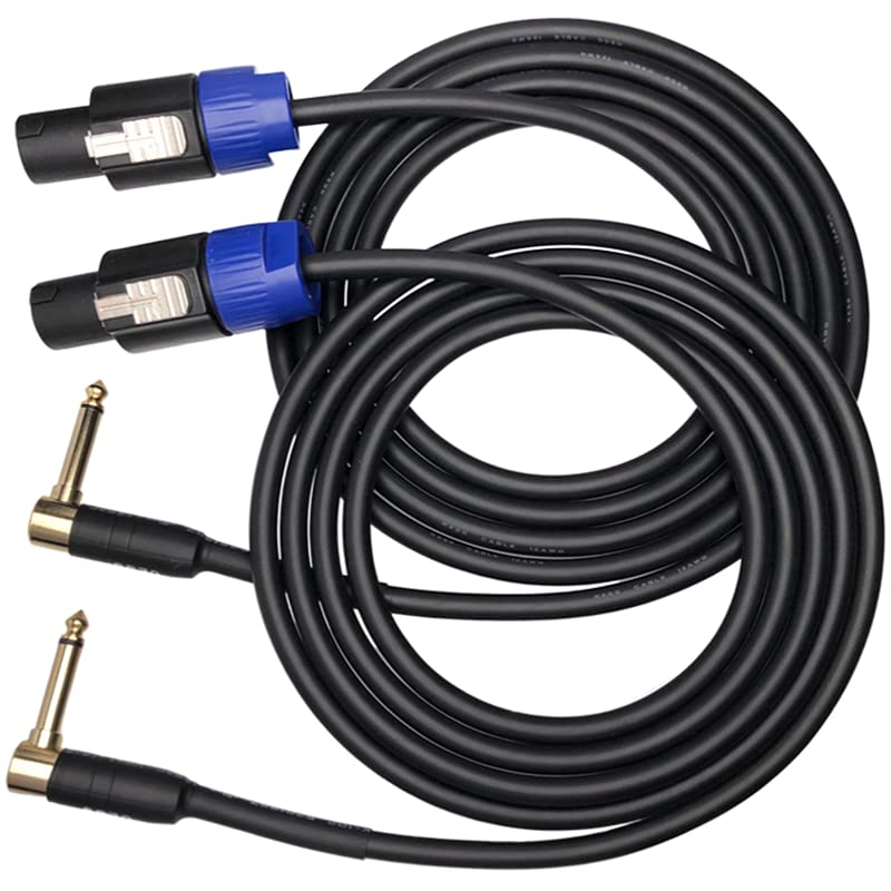 CESS-133-6f Right-Angle 6.35mm 1/4 Inch TS Plug to Speakon Plug Speaker Cable, 2 Channel, Durable Heat-Shrink Protected Metal Housing (6 Feet)