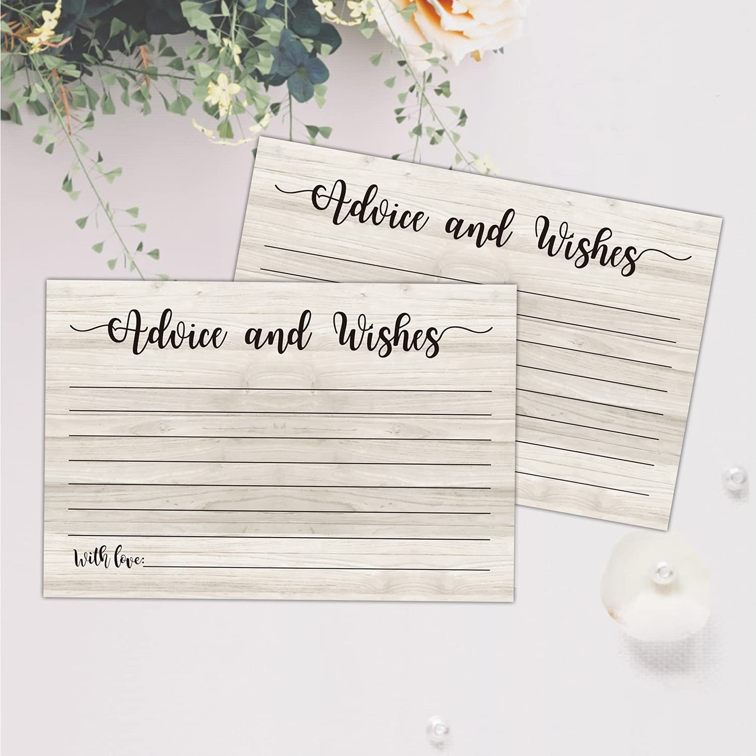 FARHTINANFX Advice and Wishes Cards, 50 Cards, for Wedding, New Mr and Mrs, Baby Shower, Retirement, Graduation, Anniversary (4" x 6")