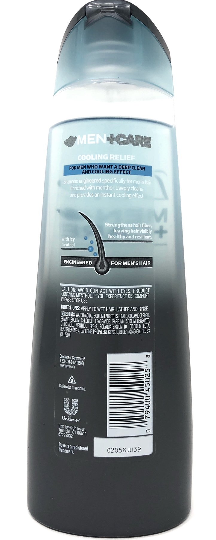 Dove Men + Care Fortifying Shampoo, Cooling Relief Icy Menthol, 12 Ounces (Pack of 2)
