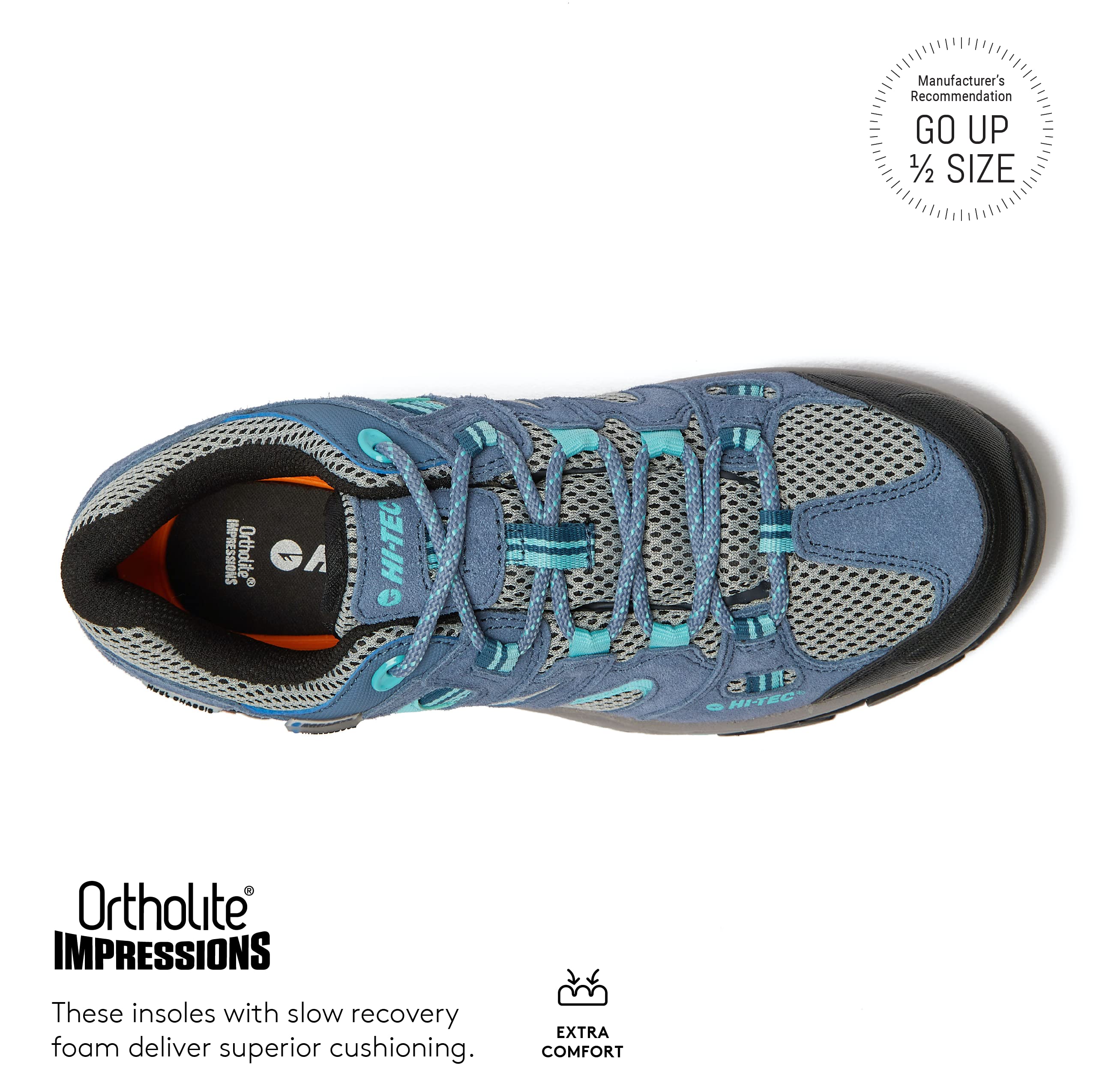 HI-TEC Apex Lite Low WP Waterproof Hiking Shoes for Women, Lightweight Breathable Outdoor Trekking and Trail Shoes - Light Blue/Medium Grey/Light Blue, 7 Medium