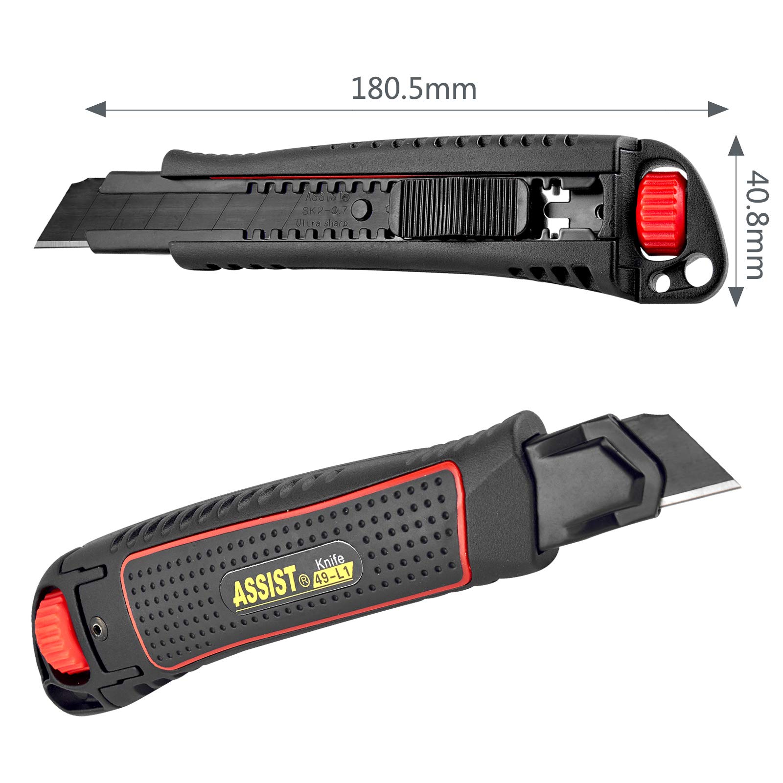 ASSIST Heavy Duty Utility Knife,Zinc Alloy Box Cutter，with Extra 10 Pcs SK2 High-Carbon Steel Black Premium Tempered Sharp Blades, Hand tool Christmas Gifts