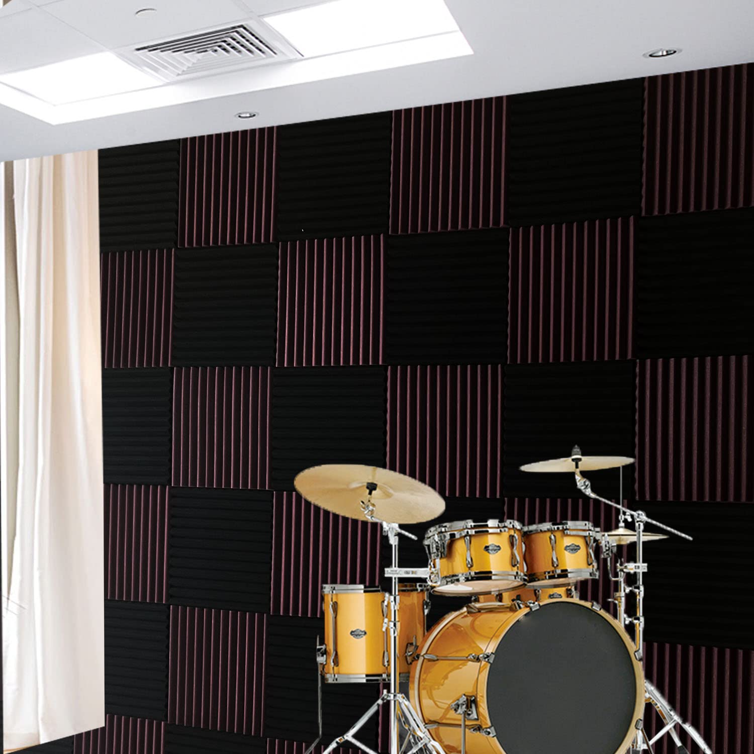 96 PACK Medium Sale Acoustic Foam Soundproof foam (Black/burgundy)