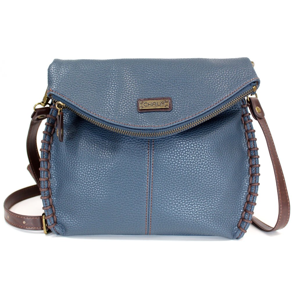 Chala Charming Crossbody Bag - Flap Top and Metal Key Charm in Navy Blue, Cross-Body or Shoulder (Coin Purse_Blue Bird)
