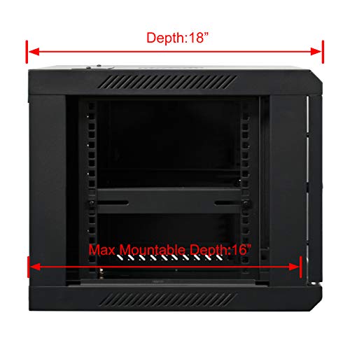 AEONS 6U Professional Wall Mount Network Server Cabinet Enclosure 19-Inch Server Network Rack with Vented Door Black (Fully Assembled)