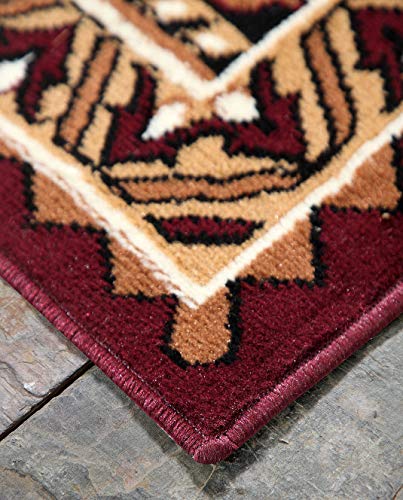 Furnish my Place Southwestern Contemporary Geometric Area Rug 3 Pieces Set (5x8) (2x6) (2x3) - Tucson Burgundy