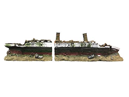 SLOCME Aquarium Titanic Shipwreck Decorations - Resin Material Ship Decorations,Fish Tank Sunken Ship Ornament Aquarium Environment Friendly Decorations