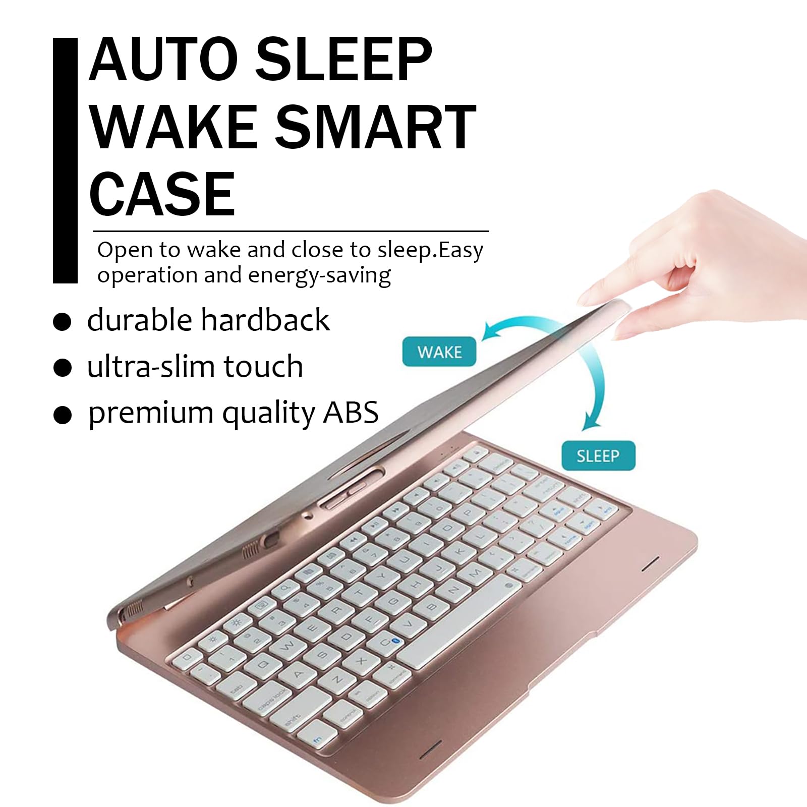 NOKBABO iPad Keyboard Case for iPad Pro 9.7 inch, 2018 iPad 6th Gen, 2017 iPad 5th Gen, iPad Air 2 & 1 case with Keyboard, 130° Smart Folio Hard Back Cover, Ultra Slim, Auto Wake and Sleep - Rose Gold