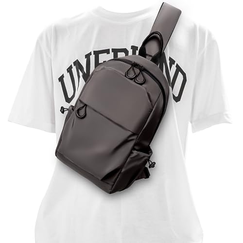CANTLOR Men Small Sling Bag Crossbody Backpack Travel Daypacks Chest Pack Lightweight Outdoor Shoulder Bag One Strap (991801-Card grey)