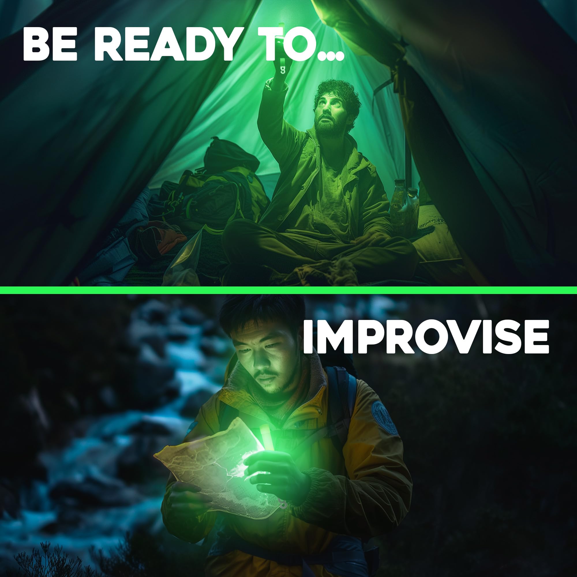 Be Ready - Green 6" Industrial 12 hour Premium Emergency Safety Chemical Light Glow Sticks (36)