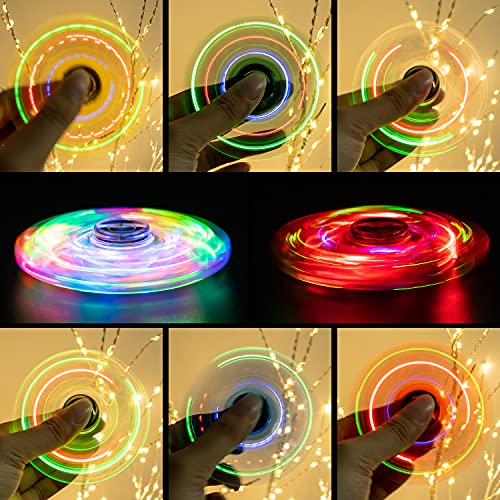 FIGROL 2 Pack Fidget Spinners|LED Light Up Crystal Fidget Spinners for Children|Glow in The Dark Goodie Bag Stuffers Classroom Prizes Return Gifts