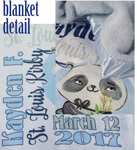 Kids-Pillowcases-By-Stockingfactory Personalized Baby Blankets for Boys (30x40, Blue Micro Plush Fleece Satin Edge Trim) Custom with Baby's Name for Newborn Baby Christening Baptism