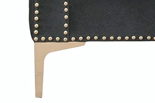 Iconic Home Gold/Grey Bea Velvet with Nail head Trim Tone Metal Sofa