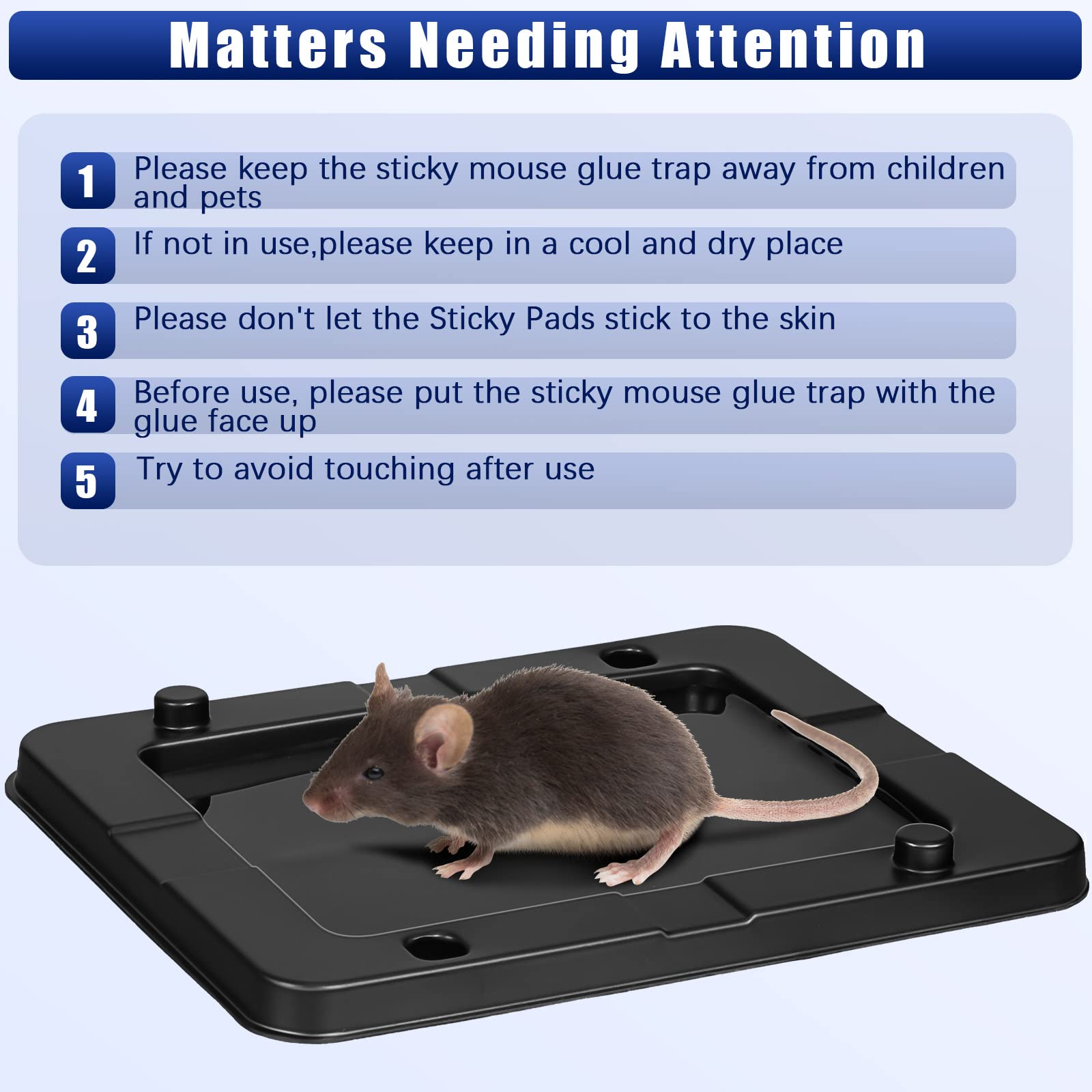 Qualirey 24 Packs Large Baited Glue Traps Bulk for Rats and Snakes Sticky Mouse Trap Rat Traps Indoor Rodent Killer Baited Trays Plastic Sticky Non Toxic Mouse Trap for Home Indoor Outdoor