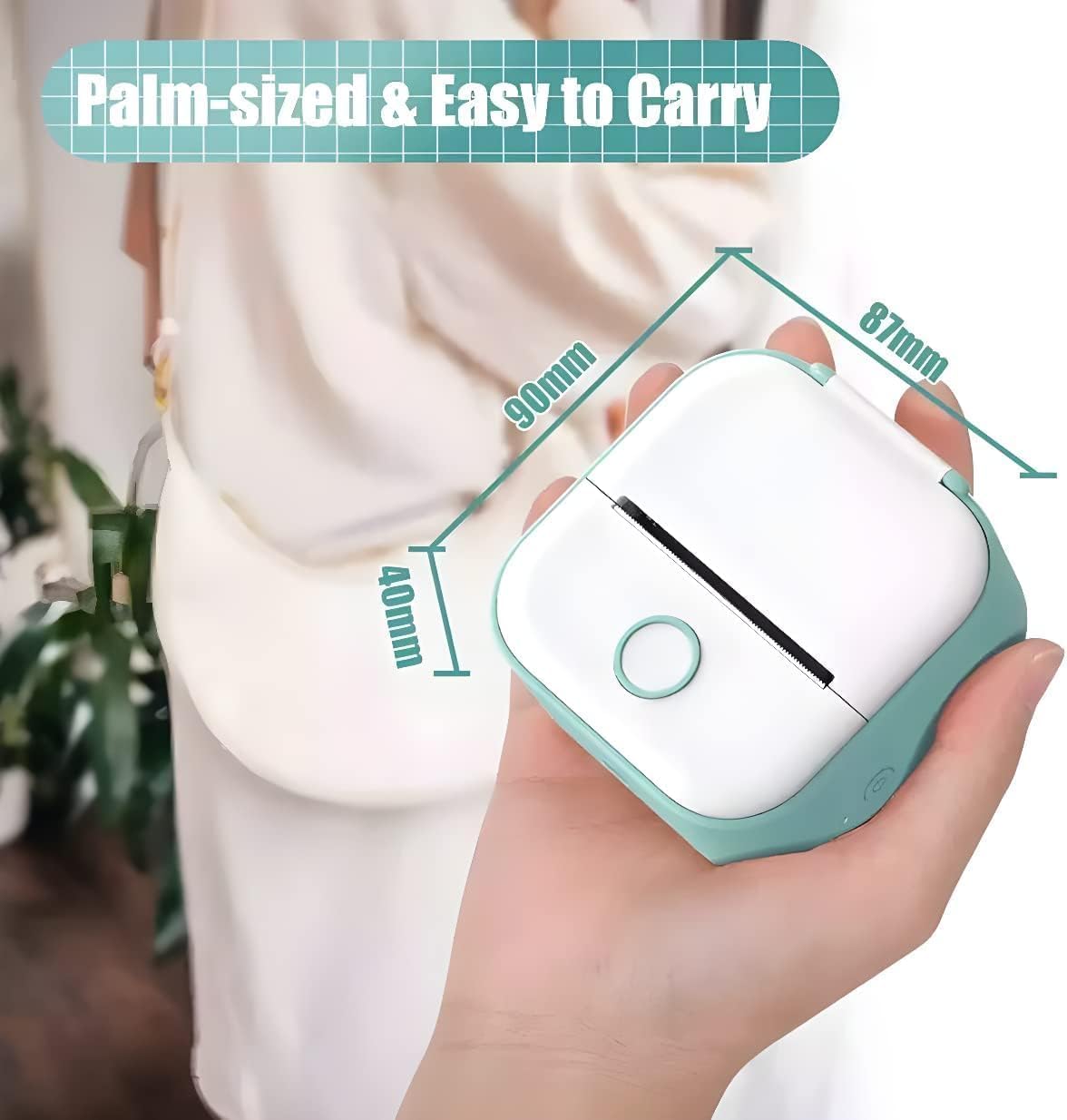 DSACL Print Pod Mini Pocket Printer, Inkless Sticker Printer for School, Fast Portable Thermal Printer with Adhesive Paper (Green)