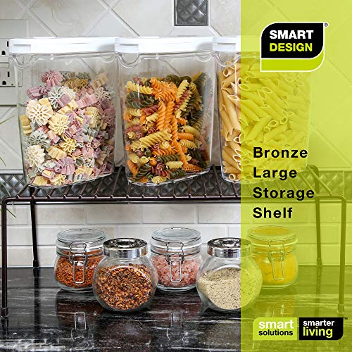 Smart Design Classic Storage Shelf – Set of 6, Large (8.5 x 16 in.), Bronze – Sturdy Steel Pantry Organizer with Rust-Resistant Finish and Non-Slip Feet for Easy Home Organization and Storage