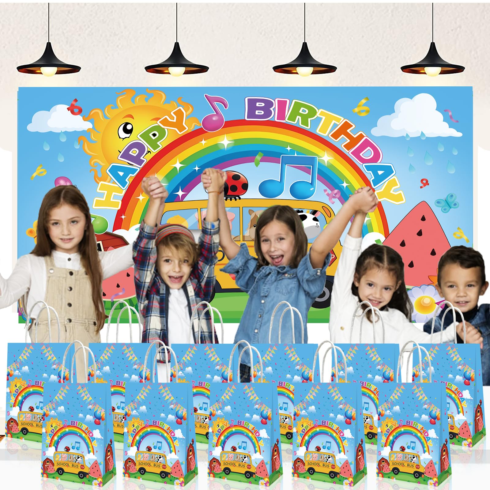 POAKYPA 20 PCS Cartoon Melon Birthday Party Supplies,Kid Party Decorations Gift Bags,Boys and Girls Candy Bags for Birthday Party.