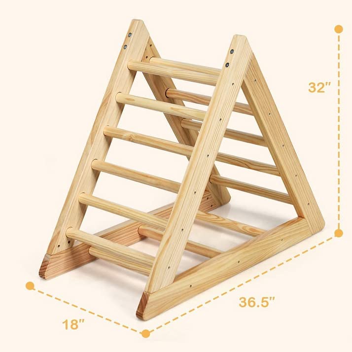 INFANS Kids Wooden Triangle Climber, Toddler Climbing Toys with 3 Different Climbing Ladders, Indoor Playful Climbing Toys with Stable Structure, Gift for 3+ Boys Girls