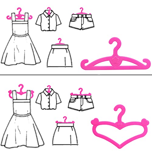 BJDBUS 62 Pcs Pink Plastic Hangers for 11.5 inch Doll Clothes Gown Dress Outfit Holders Accessories