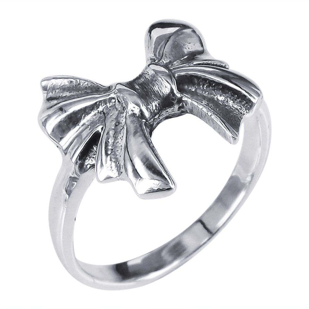 AeraVida Cute Little Bow Knot Promise Band .925 Sterling Silver Ring (5)