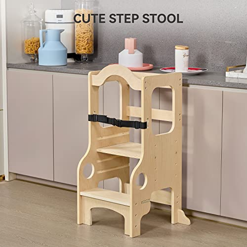Kudikt Toddler Tower Kitchen Helper:Heavy Learning Tower for Toddlers 1-3 19.73 LB Wood Toddler Learning Tower Large Toddler Standing Tower Kitchen Tower
