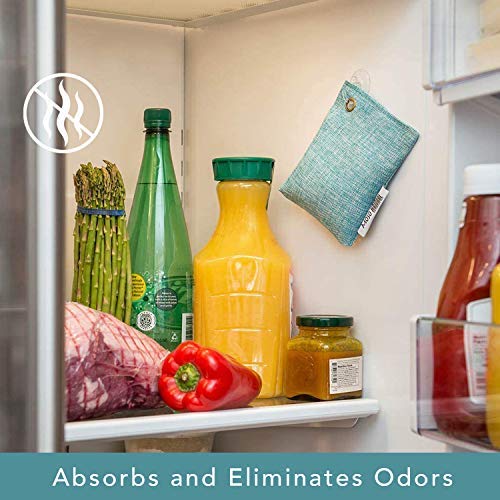 Moso Natural Air Purifying Bag for the Refrigerator and Freezer. (2 Pack) A Scent Free Odor Eliminator and Produce Saver