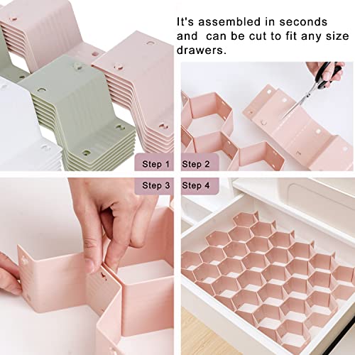 Na.c health Drawer Divider Organizer, Adjustable Honeycomb Underwear Socks Storage Organizer,Dresser Ties Clothes Closet Organizer 8pcs (white)