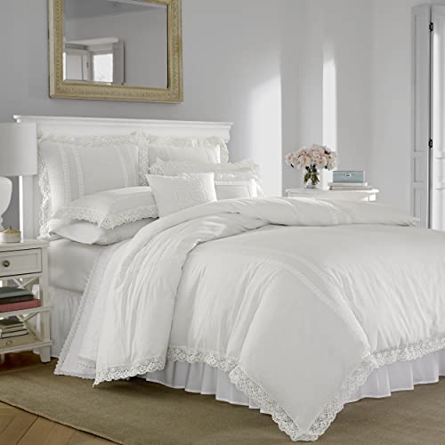 Laura Ashley Home - Throw Pillow with Envelope Closure, Elegant Home Decor for Bed or Sofa (Annabella White, 18" x 18")
