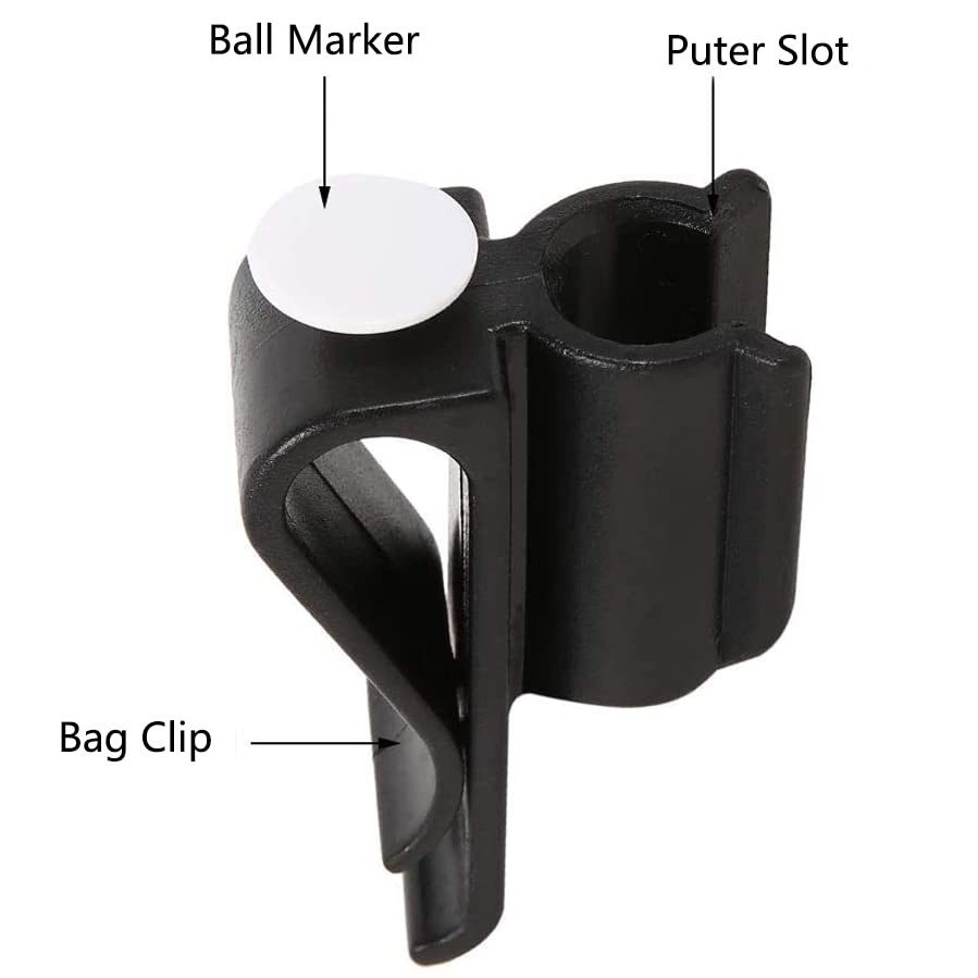 Alovexiong 4 Pack Golf Putter Clip Golf Bag Clip on Putter Clamp Holder Golf Putter Clip Organizer Ball Marker for Golf Accessories