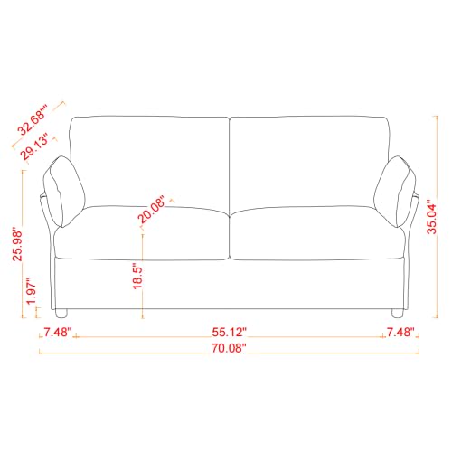 anwickjeff 70 inch Upholstered loveseat Couch Futon Sofa for Small Space Office Living Room, Modern Mini Couches Love Seat 2 Seater,Divan Daybed Sectional Sofa (Dark Grey)