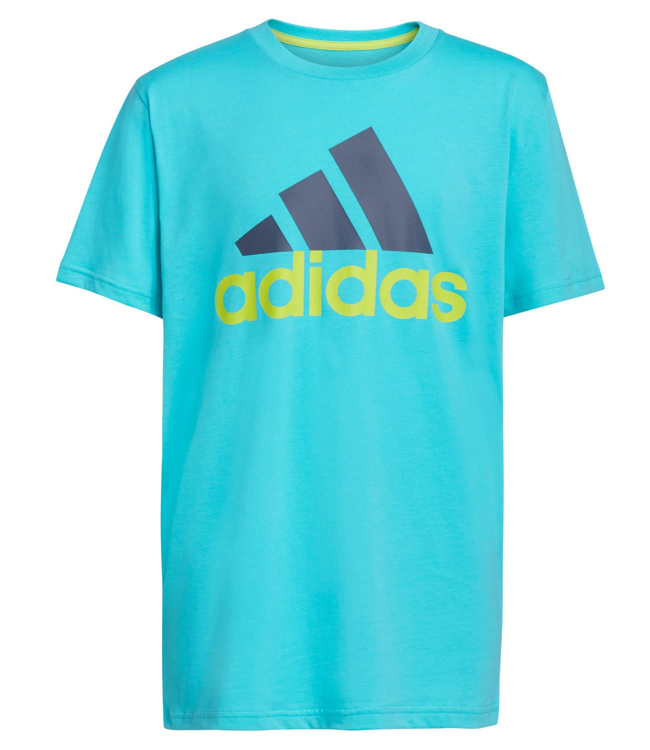 adidas Boys' Short Sleeve Cotton Jersey Logo T-Shirt Tee (Small, Semi Mint Rush)