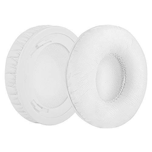 Geekria QuickFit Protein Leather Replacement Ear Pads for Beats Solo HD (810-00012-00) On-Ear Headphones Earpads, Headset Ear Cushion Repair Parts (White)