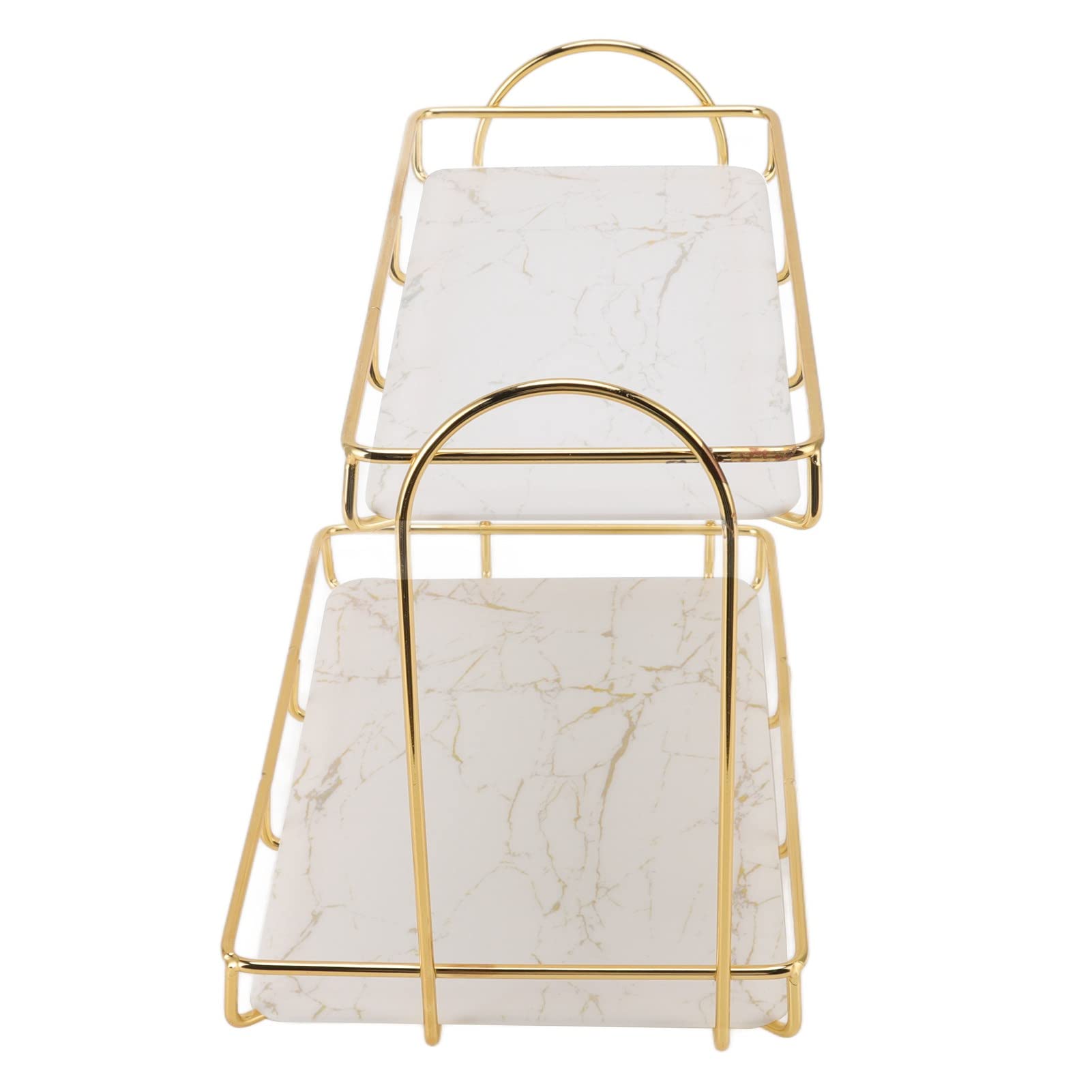 Cosmetic Storage Shelf, 2 Tier Bathroom Countertop Rack, Large Capacity Waterproof Gold Metal Storage Shelf Rack for Bathroom Kitchen Bedroom