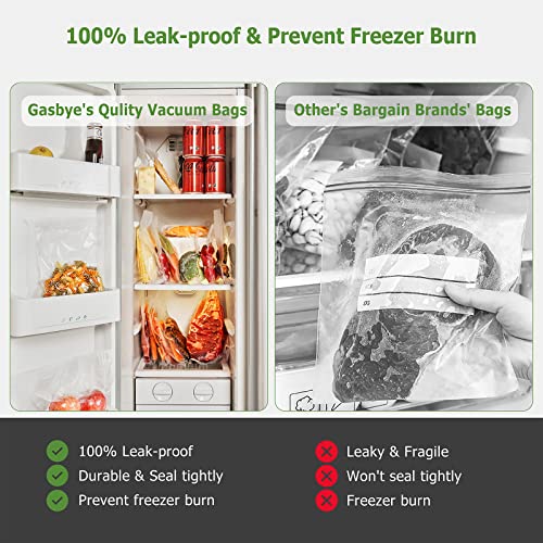 Gasbye Vacuum Sealer Bags, [200ft Mega-Pack] 4 Rolls each 8"x50' Food Saver Vacuum Sealer Bags Rolls for Custom Fit Airtight Freshness & Sous Vide, BPA Free, 7-Layer Ultra-Thick Anti-Puncture Design